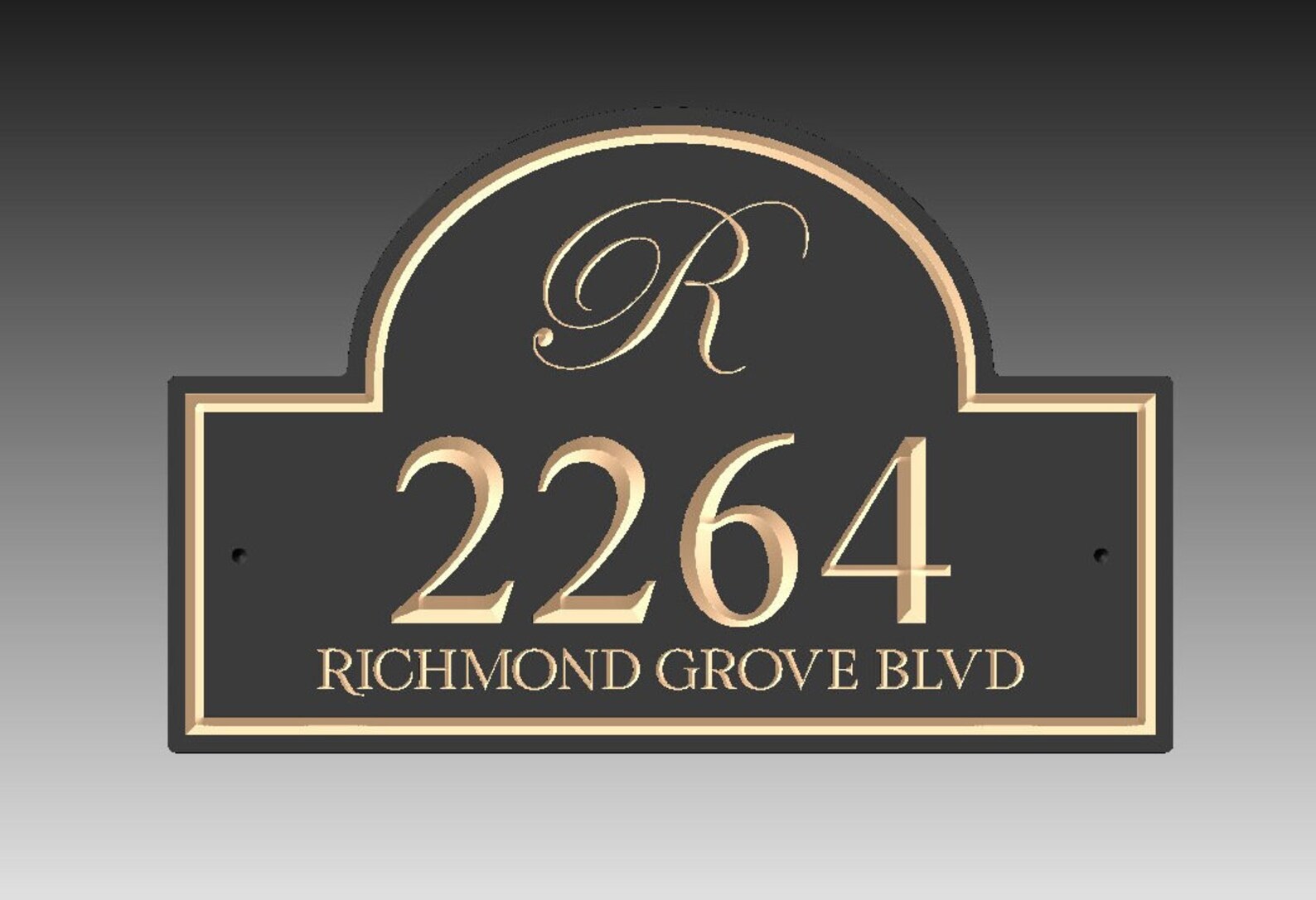SIGN157 14" X 9" X 3/4" Engraved Monogram House Number Sign, Custom ...