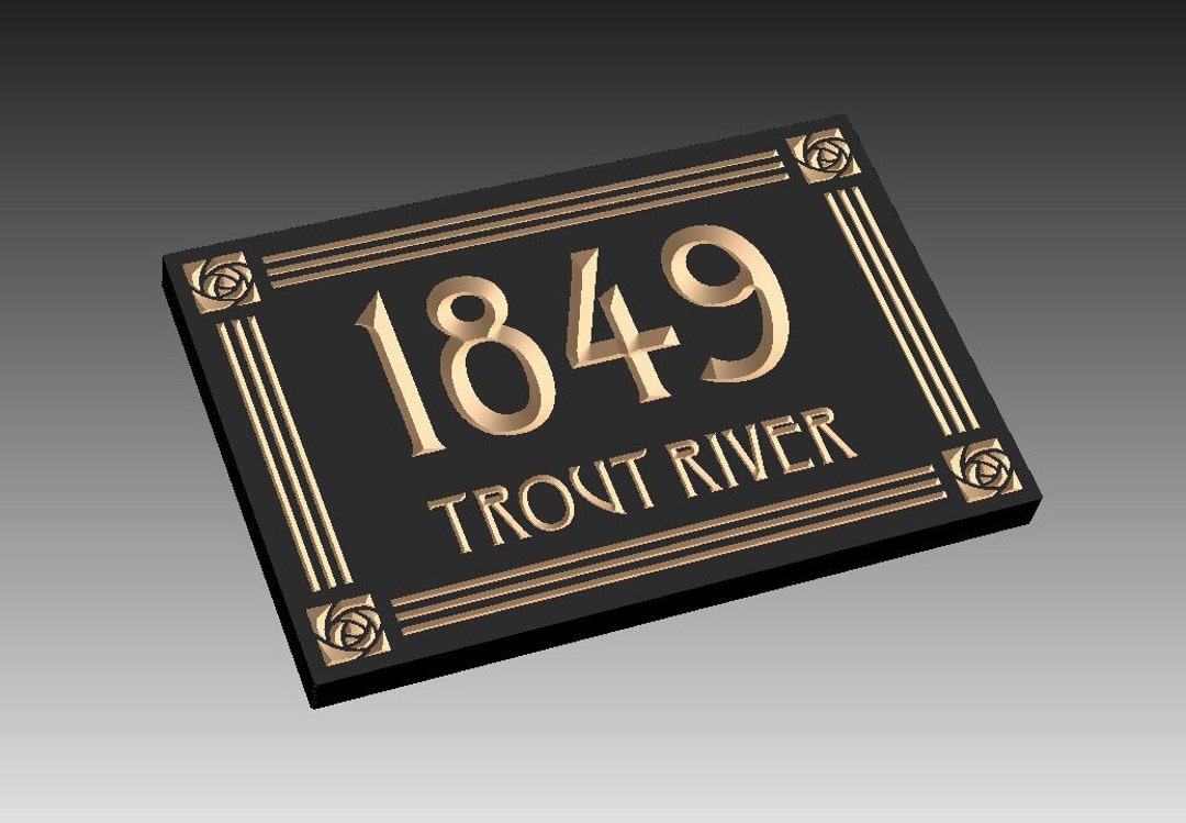 SIGN164 12" X 8" X 3/4" Engraved Craftsman House Number Sign, Custom ...