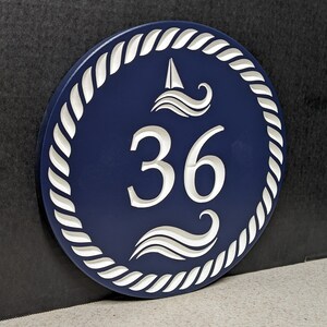 SIGN5 10" X 10" X 3/4" Engraved Nautical House Number Sign, Custom ...