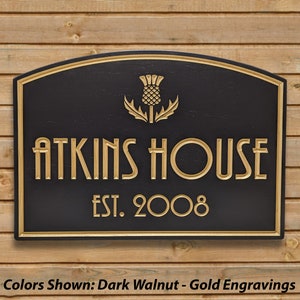 SIGN133 14" X 10" X 3/4" Engraved Craftsman Thistle House Number Sign ...