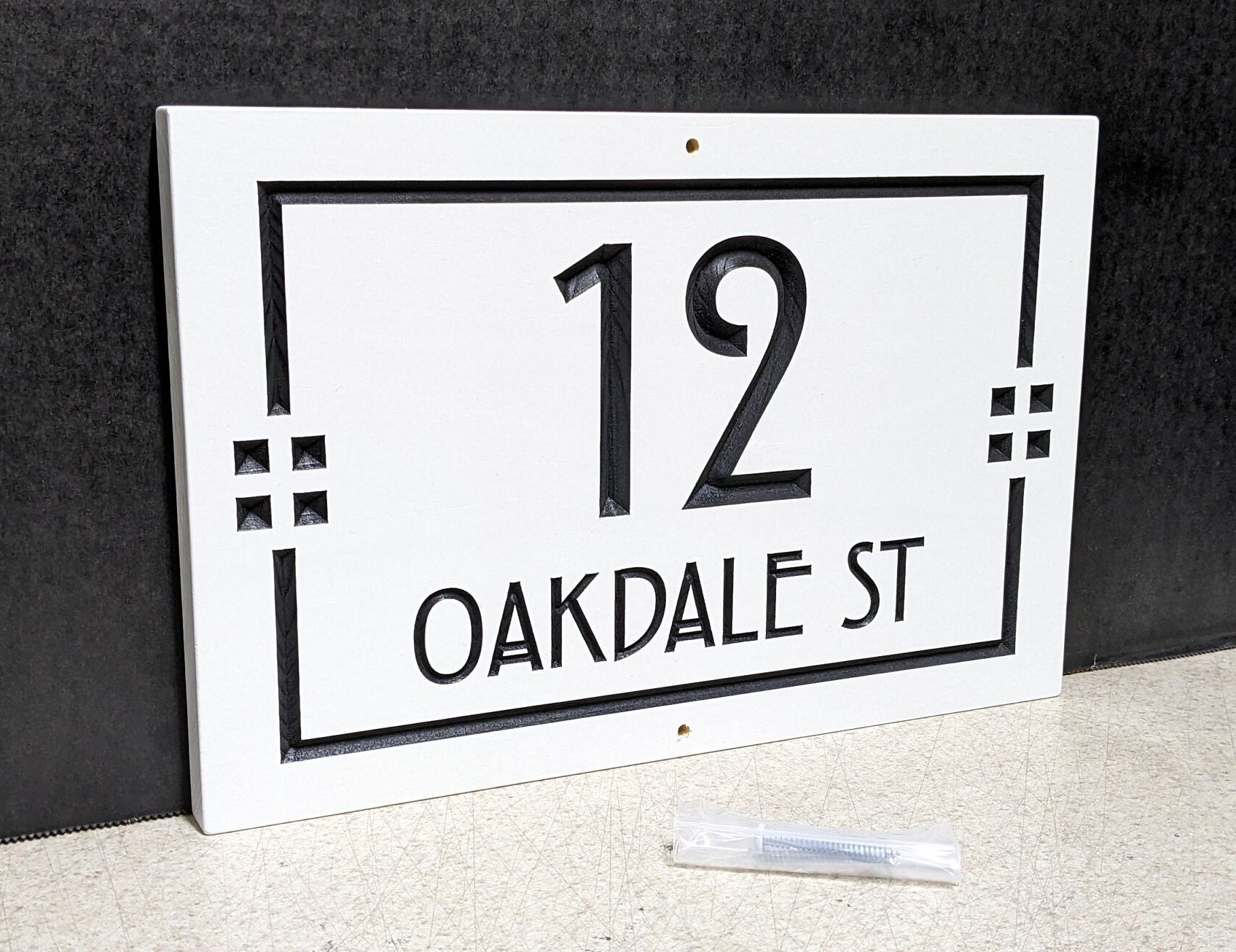 SIGN210 12" X 8" X 3/4" Engraved Craftsman House Number Sign, Custom ...