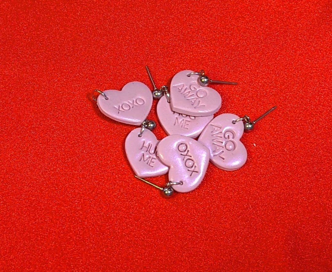 Valentine & Anti-valentine Dusky Pink Candy Heart Drop Earrings - Etsy