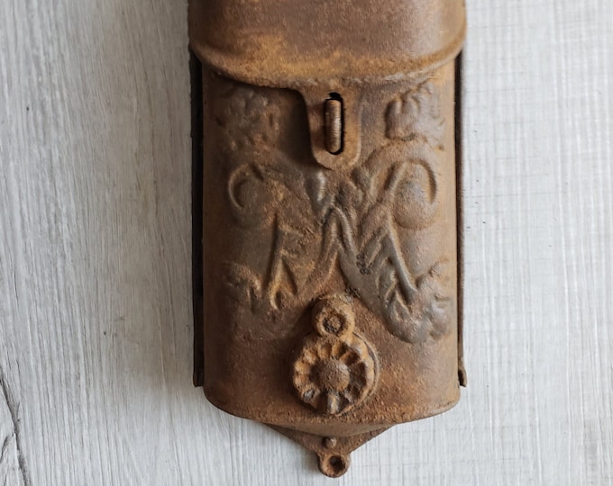 Antique Mailbox, Ornate Cast Iron Mail Box. MB 2 Mailbox. Rusty Metal ...