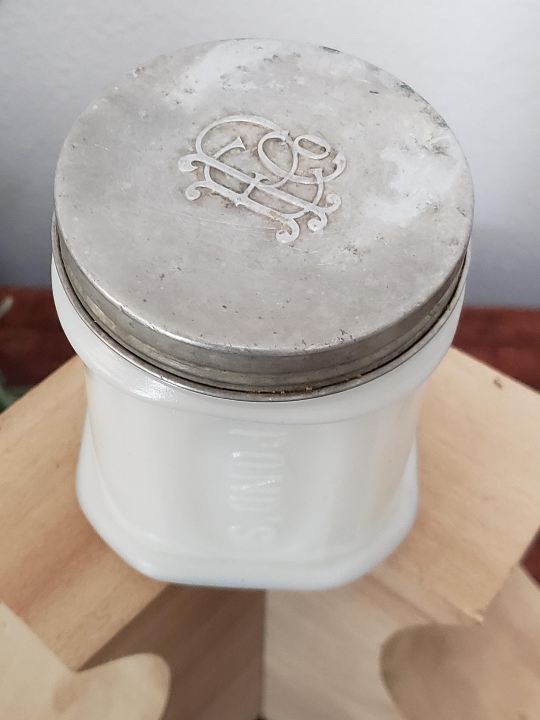 Vintage Ponds Jar With Metal Lid, Milk Glass Jar, Silver Metal Lid - Etsy