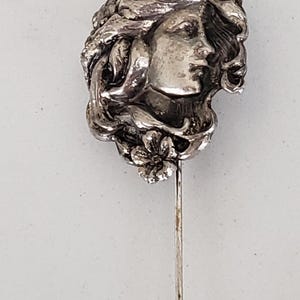 Vintage Art Nouveau Lady Stick Pin, Silver - Etsy