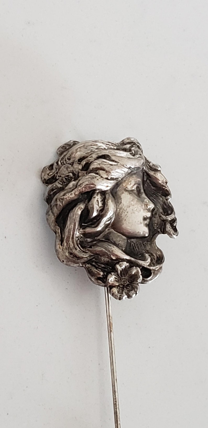 Vintage Art Nouveau Lady Stick Pin, Silver - Etsy