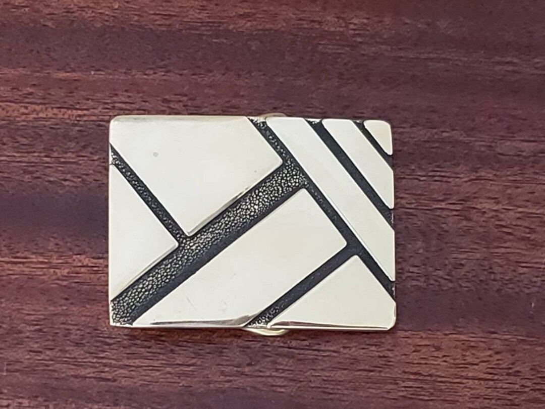 Vintage BTS Solid Brass Buckle Geometric Design 1 1/2 - Etsy