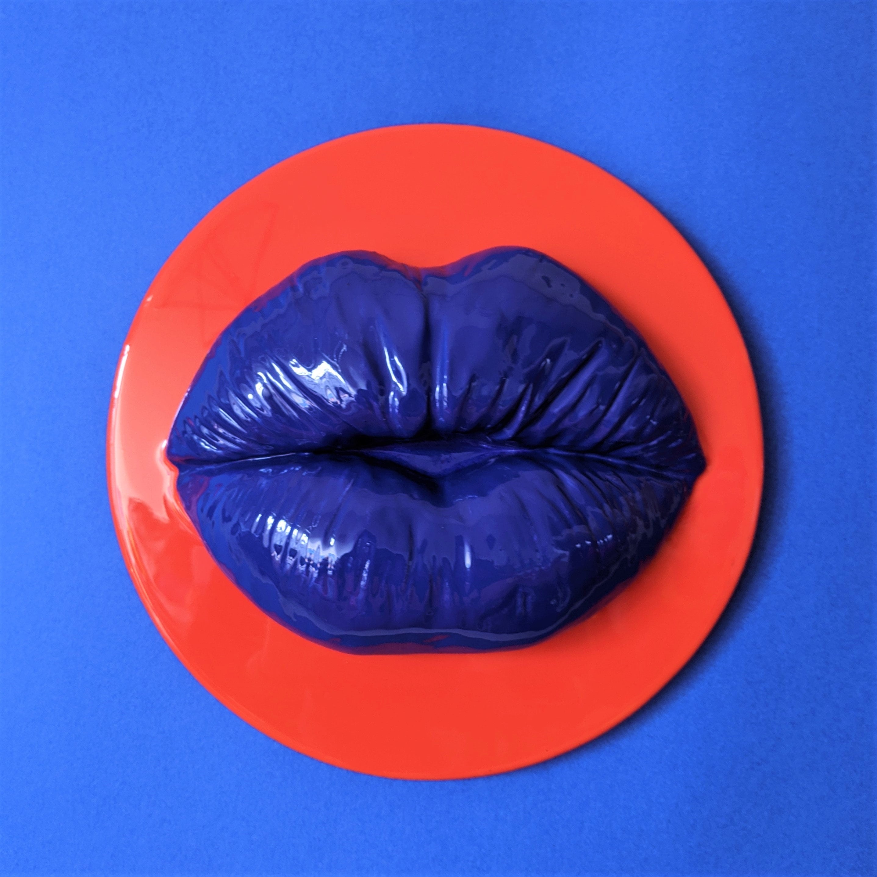 Wall Art, Lips Sculpture Blue and Red, Pop Art - Etsy