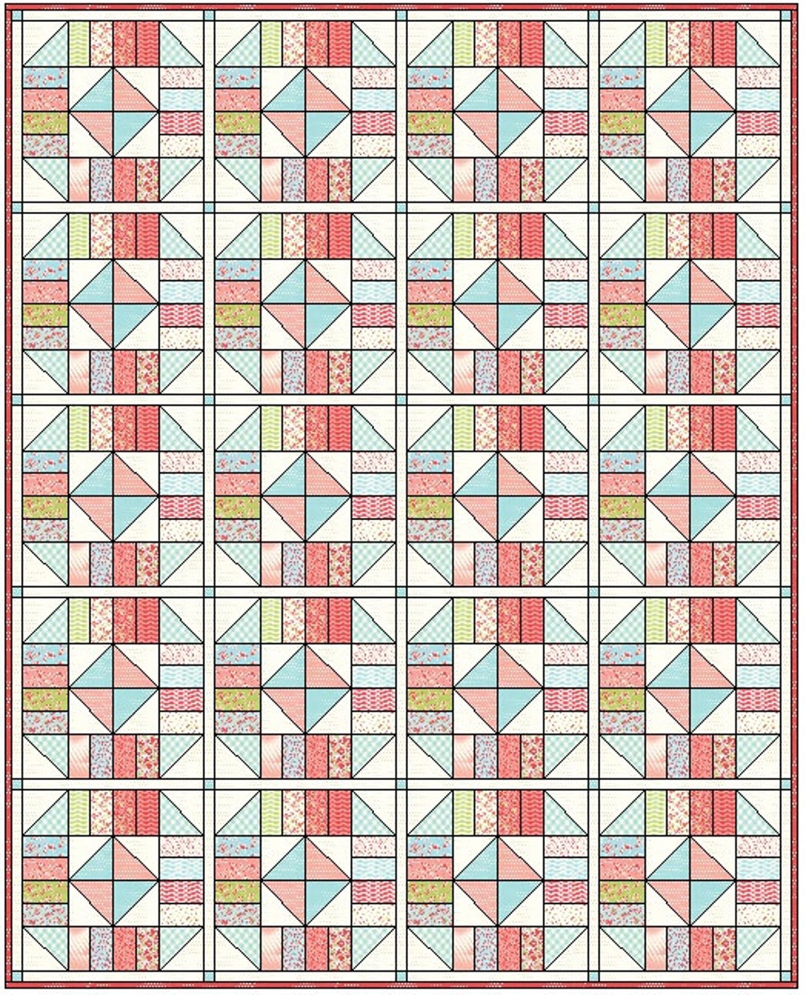 PDF Pattern for Grateful Queen Throw Patchwork Quilt. Classic - Etsy