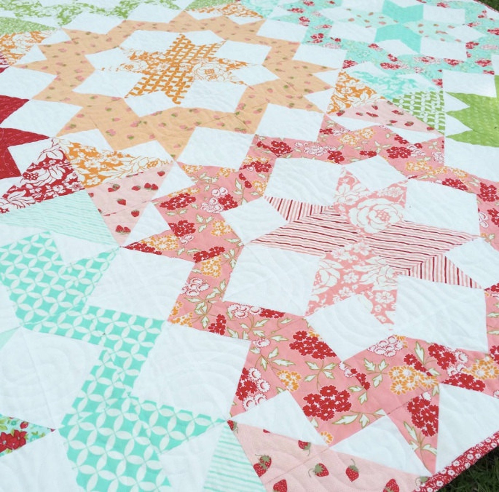 PDF Pattern for Blush Queen Patchwork Quilt. Classic Modern Handmade ...