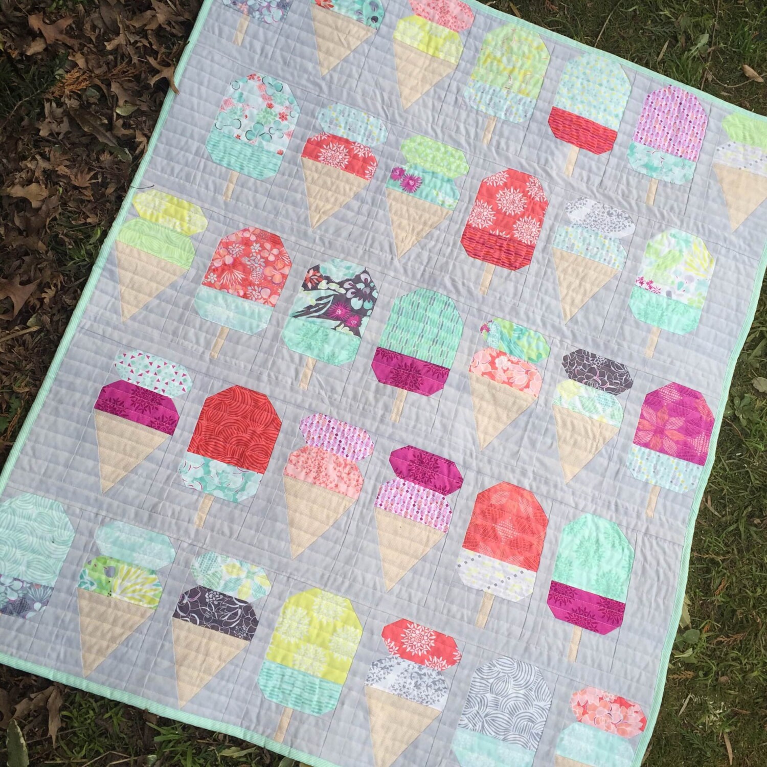 PDF Pattern for Scooped Cot Crib Patchwork Quilt. Ice Cream Gelato ...