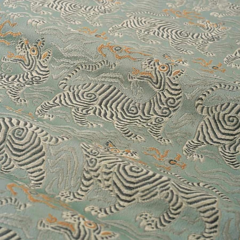 CLARENCE HOUSE Chinoiserie Petite Tibet Woven Fabric 10 Yards Pale Blue ...