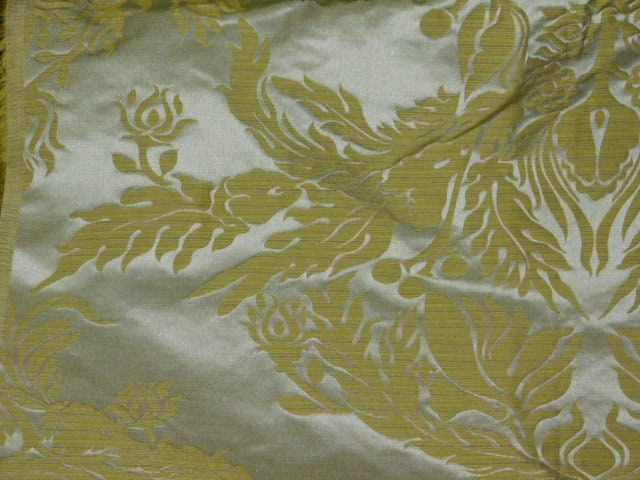 TAPESTRIA Naples Medallions Silk Cotton Damask Fabric 10 Yards Green ...
