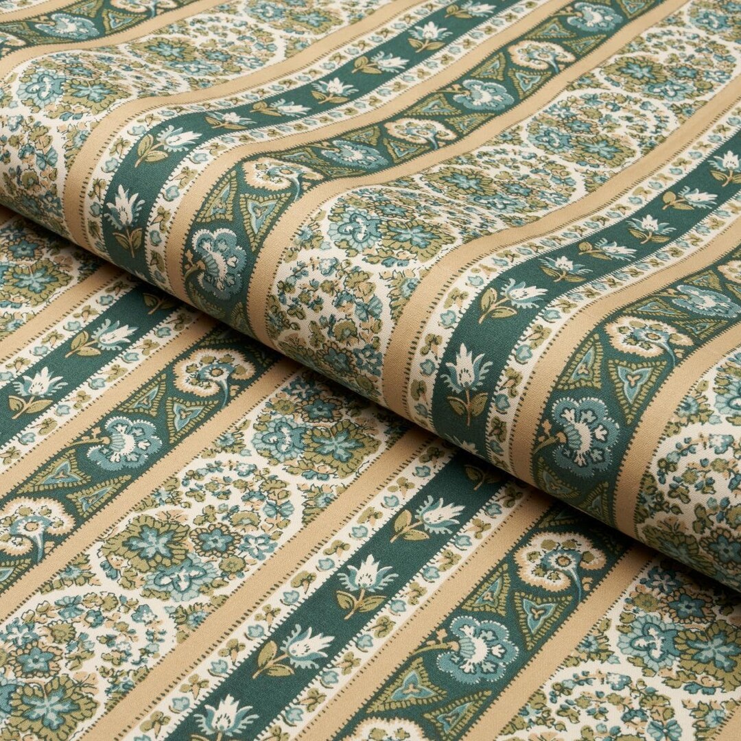 SCHUMACHER French Provincial Stripe Paisley Floral Cotton Print Fabric ...