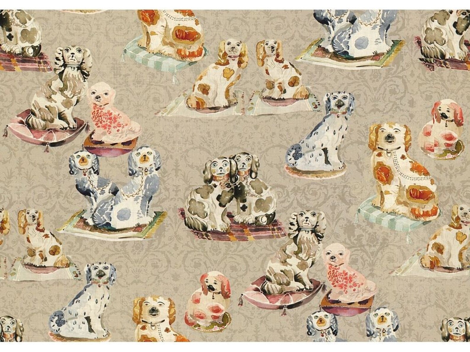 KRAVET COUTURE SPANIEL Dogs Linen Toile Fabric 10 Yards Taupe Multi - Etsy