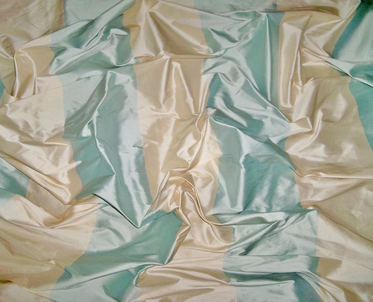 STROHEIM & ROMANN JUSTINE Blue Cream Stripes Silk Fabric 10 Yards - Etsy