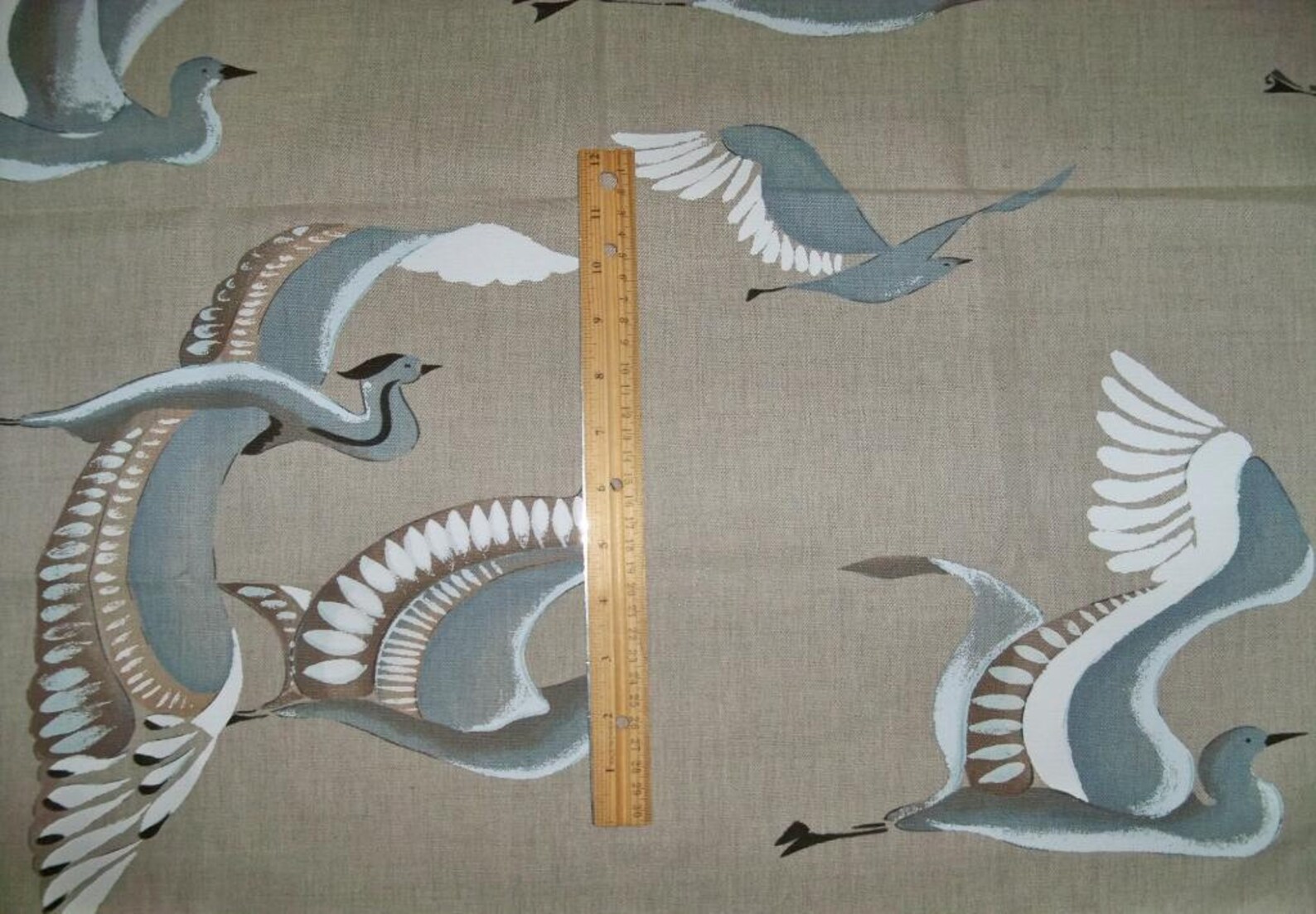 MANUEL CANOVAS Sark Birds Toile Linen Fabric 10 Yards Blue Multi ...