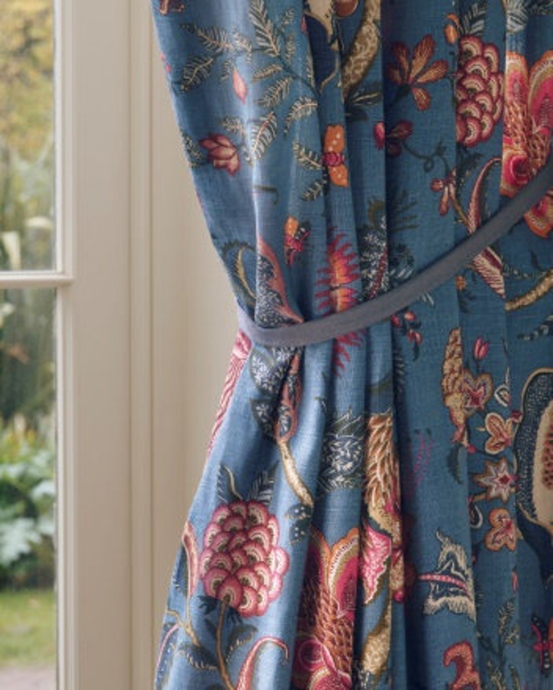 MANUEL CANOVAS Jacobean Floral Leaf Linen Fabric 10 Yards Violet Multi ...