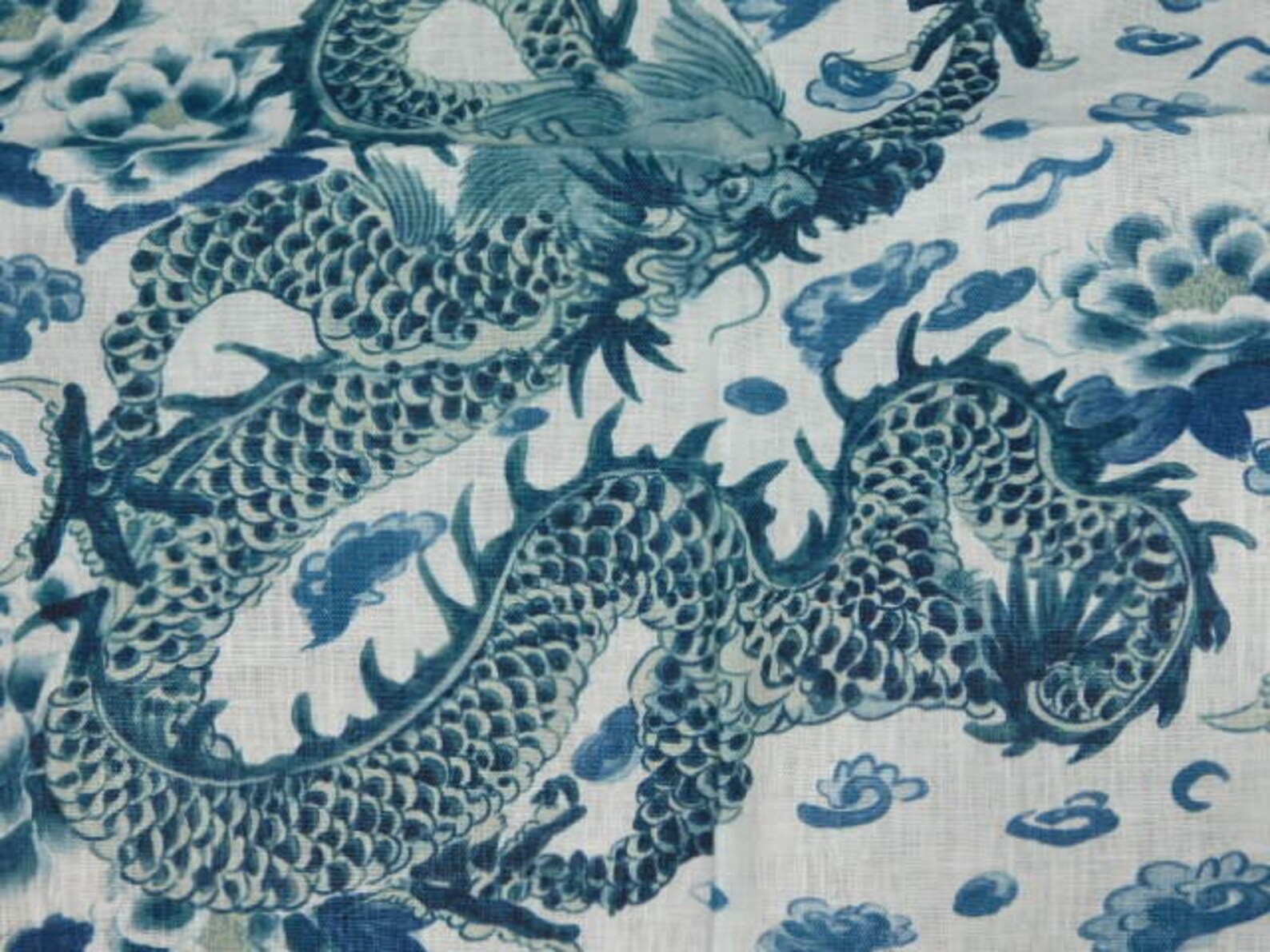 SCHMACHER Empress Dragon Watercolor Stylized Floral Chinoiserie Fabric ...