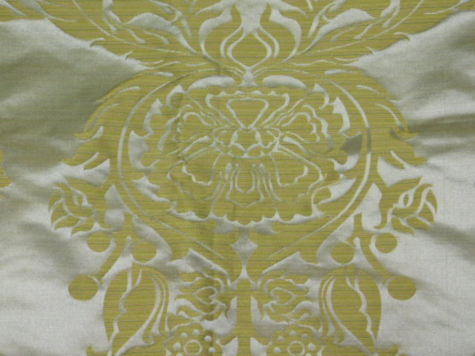 TAPESTRIA Naples Medallions Silk Cotton Damask Fabric 10 Yards Green ...