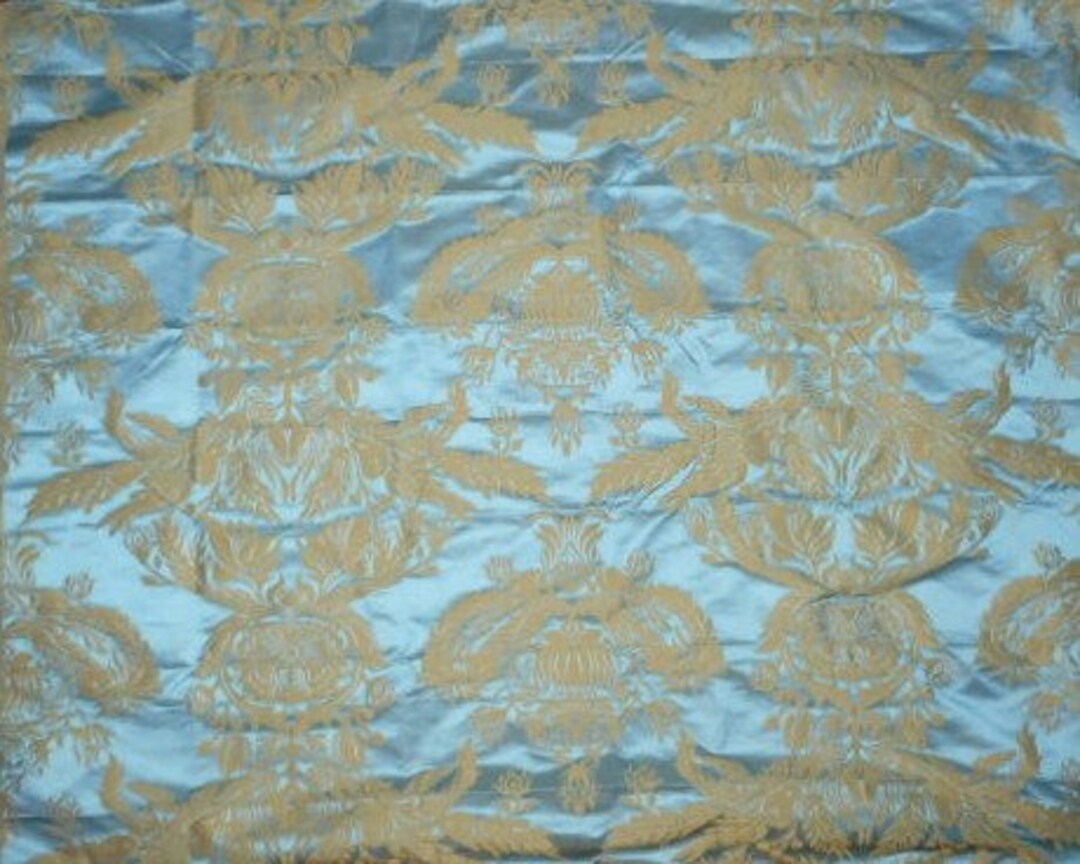 TAPESTRIA Naples Medallions Silk Cotton Damask Fabric 10 Yards ...
