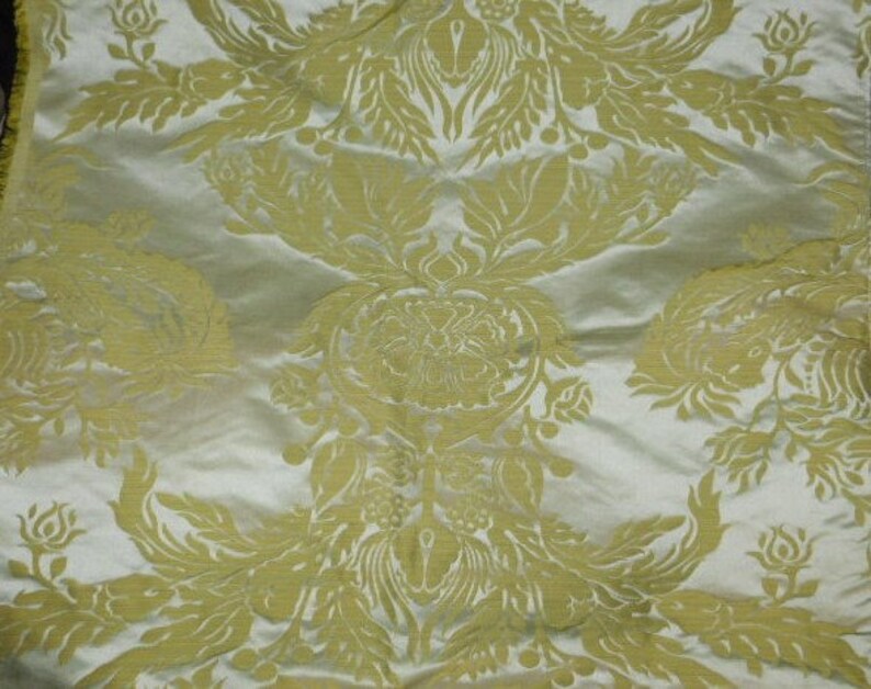 TAPESTRIA Naples Medallions Silk Cotton Damask Fabric 10 Yards Green ...