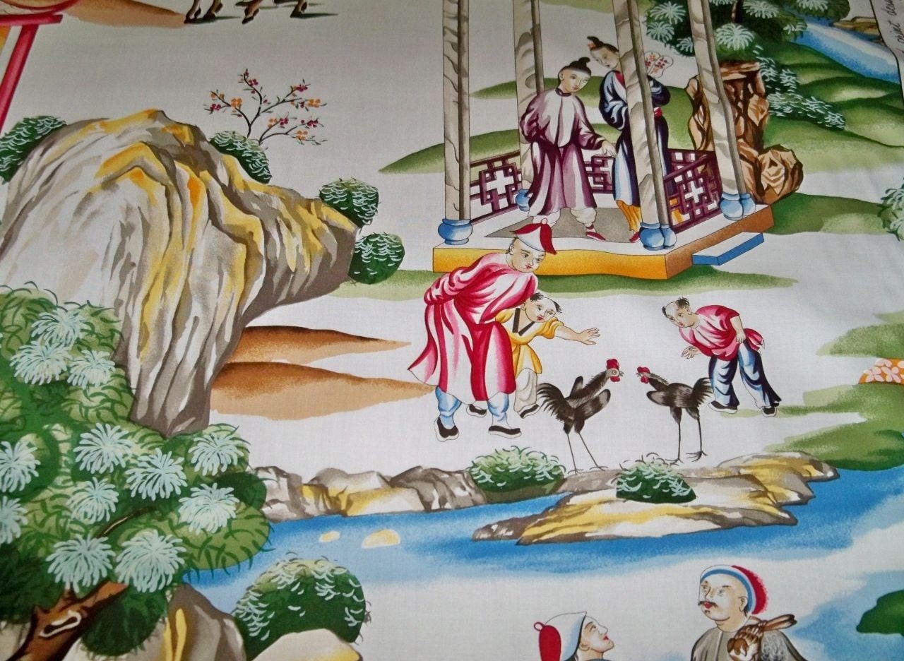 SCALAMANDRE CHINOISERIE SHANGHAI Handprinted Toile Fabric 10 Yards ...