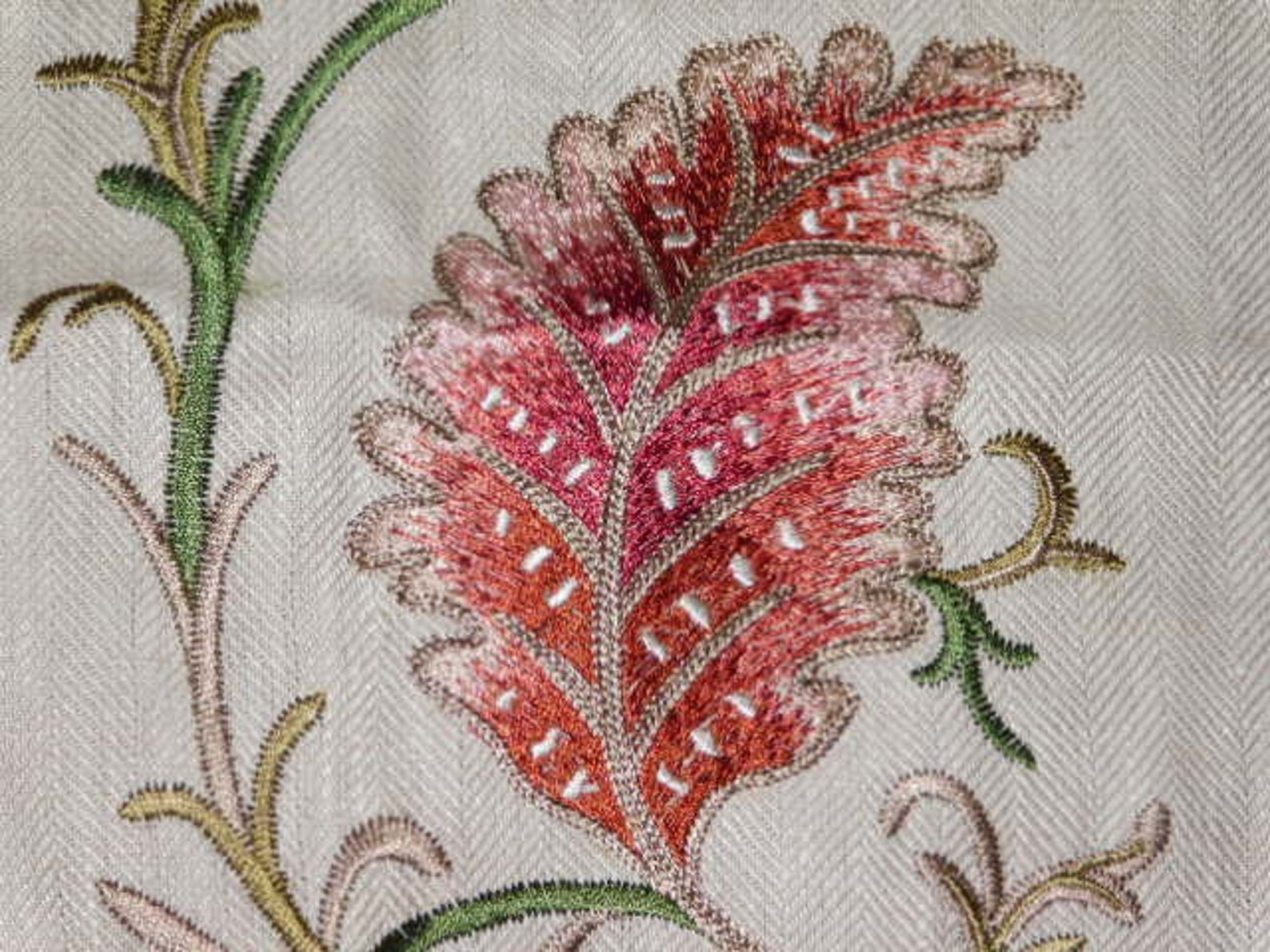 COLEFAX & FOWLER Embroidered Scrolling Acanthus Leaf Leona Fabric 10 ...