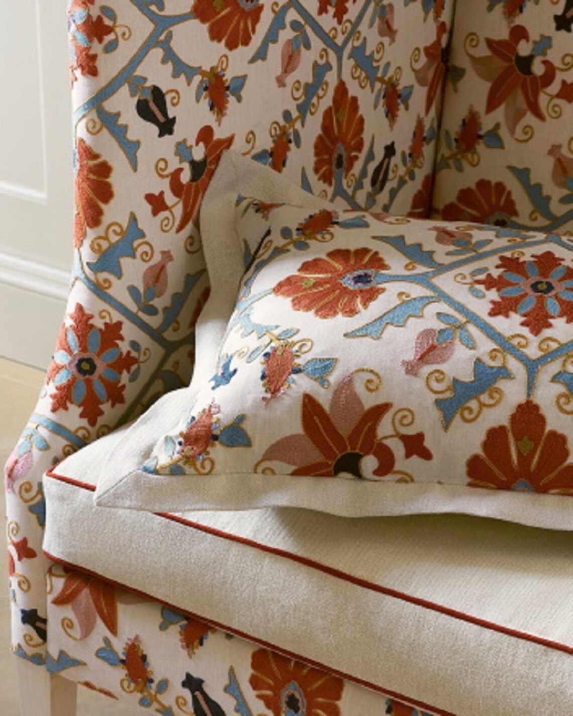 COLEFAX & FOWLER Pashley Italian Motif Embroidered Fabric 3 Yards ...