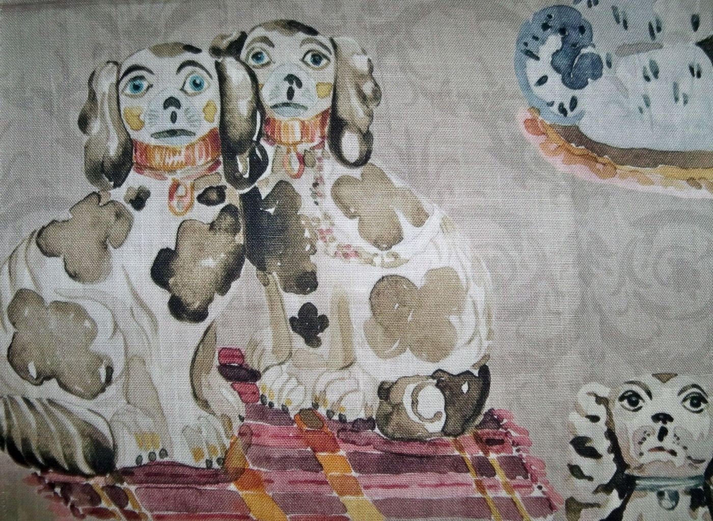 KRAVET COUTURE SPANIEL Dogs Linen Toile Fabric 10 Yards Taupe Multi - Etsy