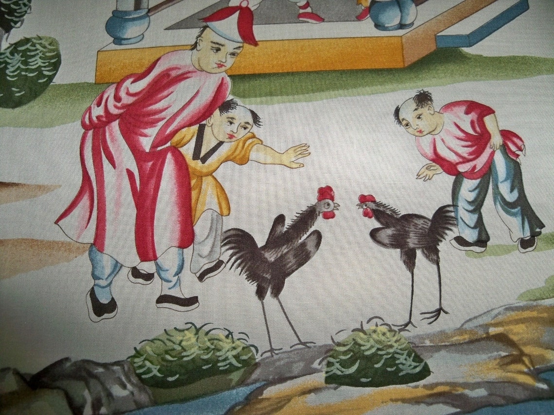 SCALAMANDRE CHINOISERIE SHANGHAI Handprinted Toile Fabric 10 Yards Tea ...