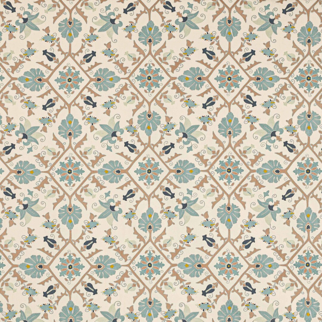 COLEFAX & FOWLER Pashley Italian Motif Embroidered Fabric 10 Yards Old ...