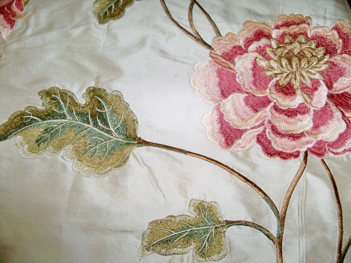 COLEFAX & FOWLER ORIENTAL Poppy Floral Embroidered Silk Fabric - Etsy