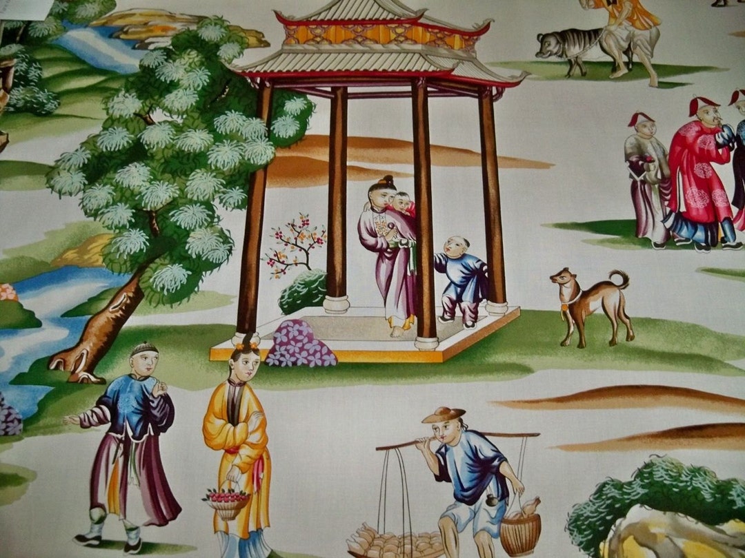 SCALAMANDRE CHINOISERIE SHANGHAI Handprinted Toile Fabric 10 Yards ...