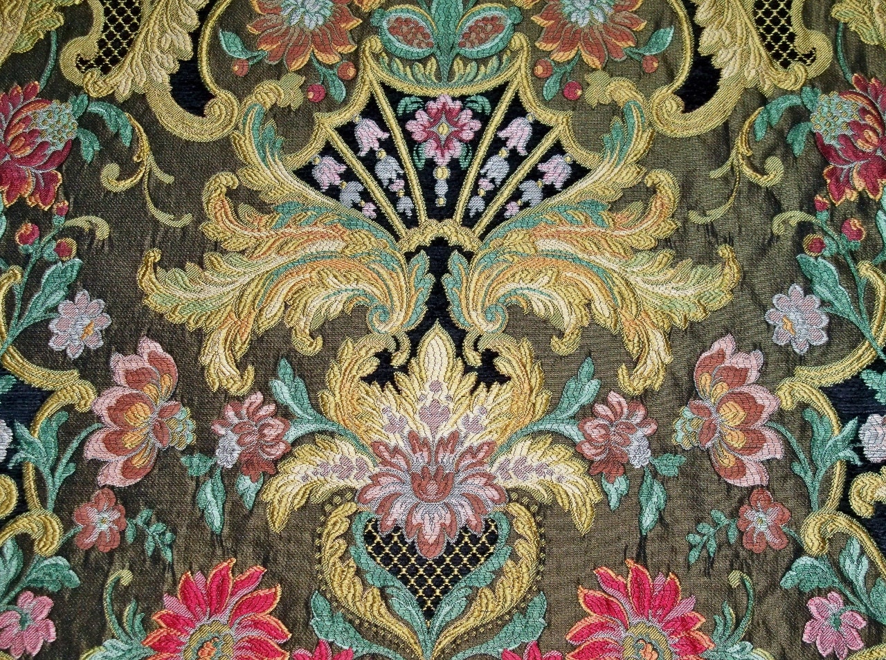 MAGNIFICENT Italian Royal COURT BROCADE Chenille Fabric 5 Yards Godiva ...