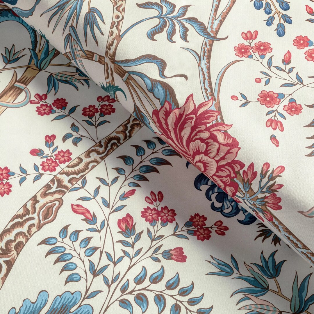 BRUNSCHWIG & FILS Exotic Jacobean Floral Ribbons Decorative Bark Cotton ...