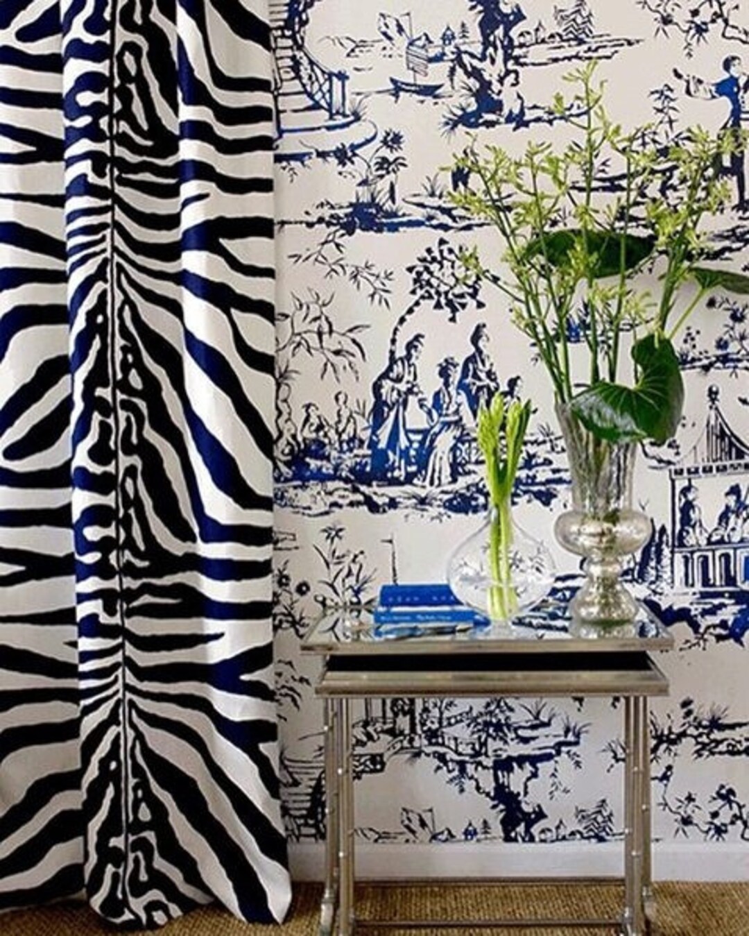 SCALAMANDRE ZEBRA Linen Fabric 10 Yards Navy White - Etsy