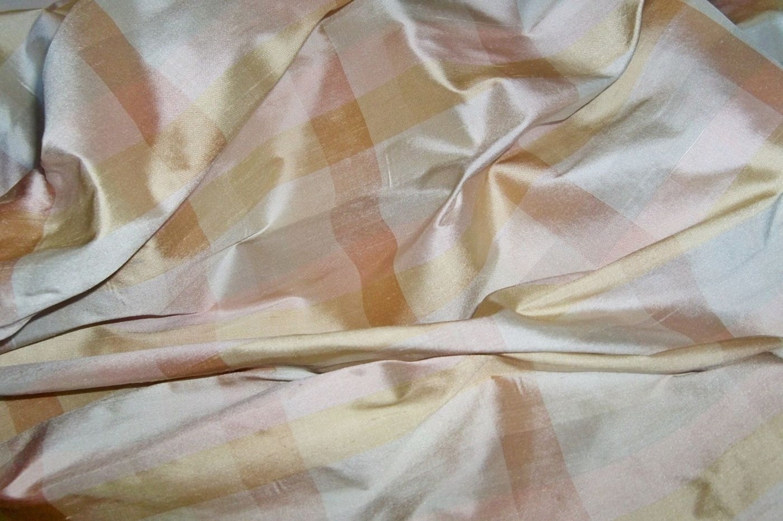 TAPESTRIA FRENCH COUNTRY Cassandra Pastel Silk Check Fabric 10 Yards ...