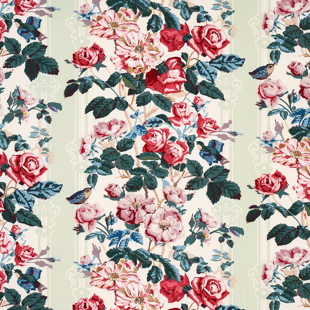 SCHUMACHER Margaret Ruth Profusion of Roses Lively Birds Striped ...