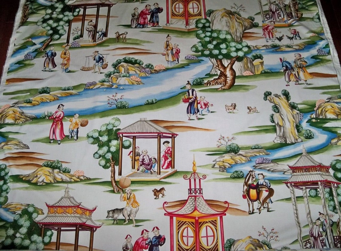 SCALAMANDRE CHINOISERIE SHANGHAI Handprinted Toile Fabric 10 - Etsy