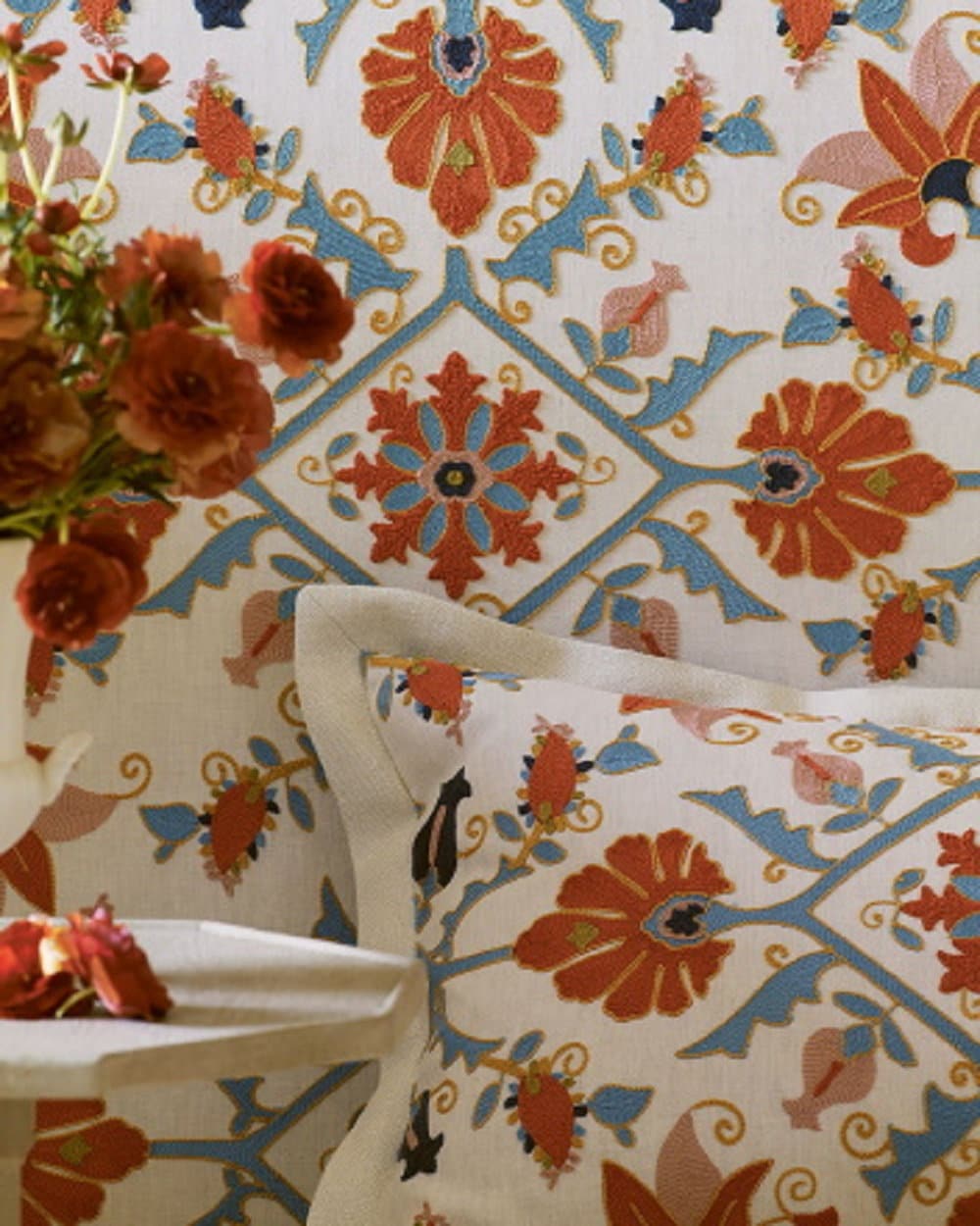 COLEFAX & FOWLER Pashley Italian Motif Embroidered Fabric 3 Yards ...