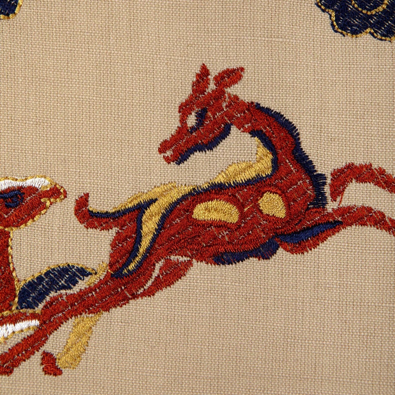 BRUNSCHWIG & FILS Arabian Horses Deer Floral Embroidered Fabric 3 Yards ...