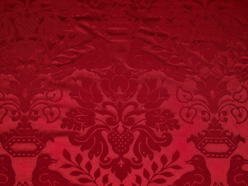 SCALAMANDRE LOVE BIRD Silk Damask Fabric 3 Yards Ruby Red - Etsy