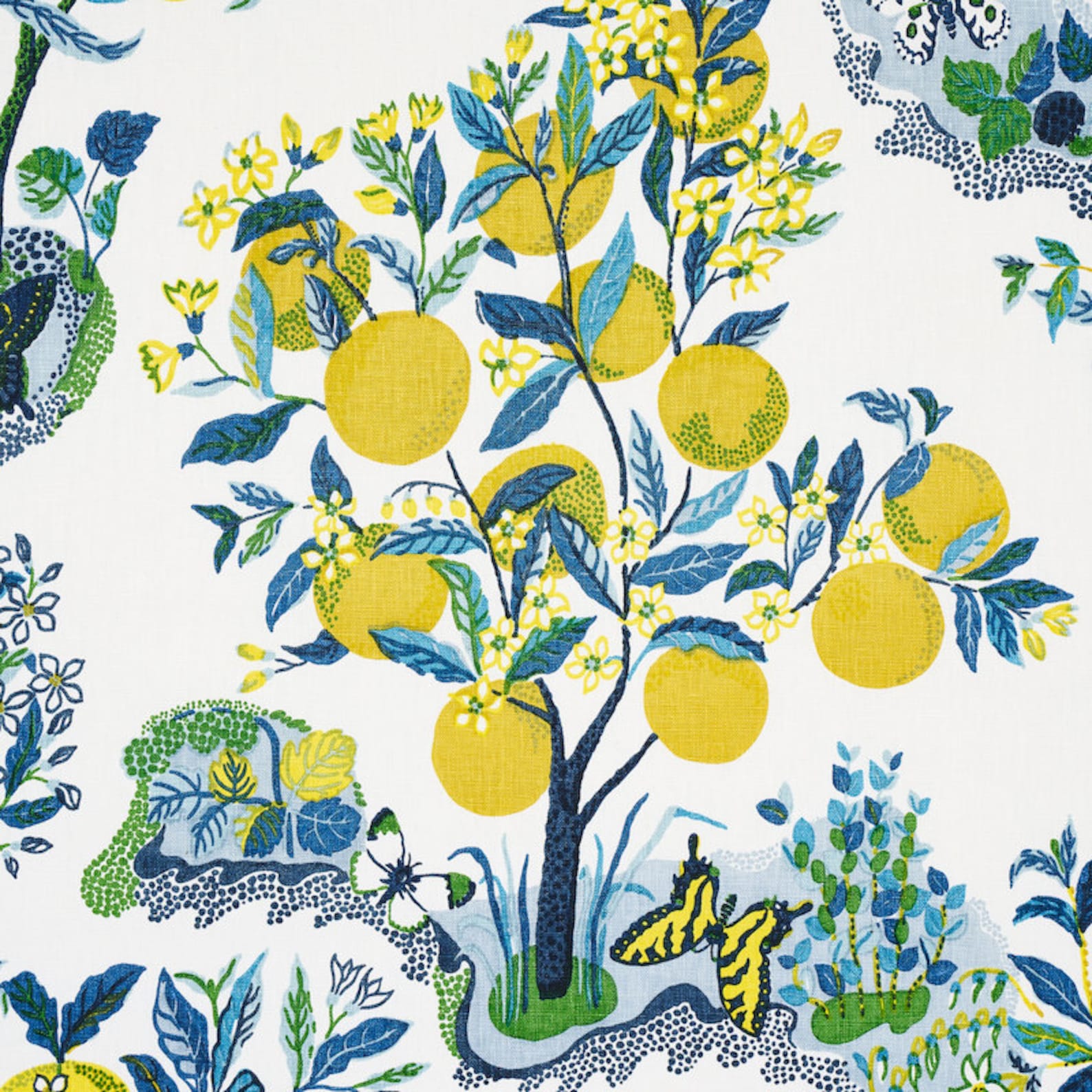 SCHUMACHER CITRUS GROVE Trees Toile Linen Fabric 10 Yards Blue Multi - Etsy