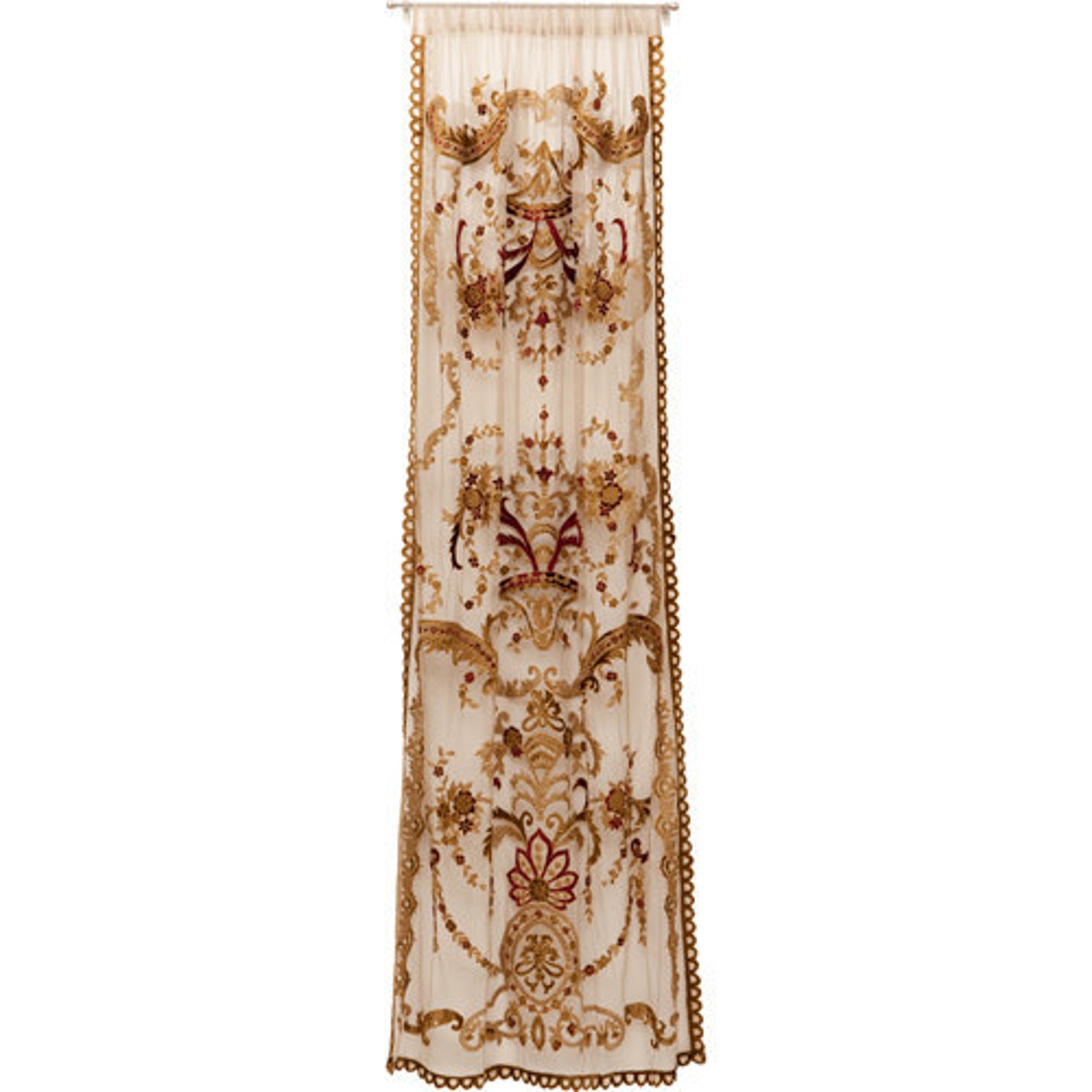 Italian EMBROIDERED Velvet Fabric SHEER Drapes Panel Burgundy Gold - Etsy