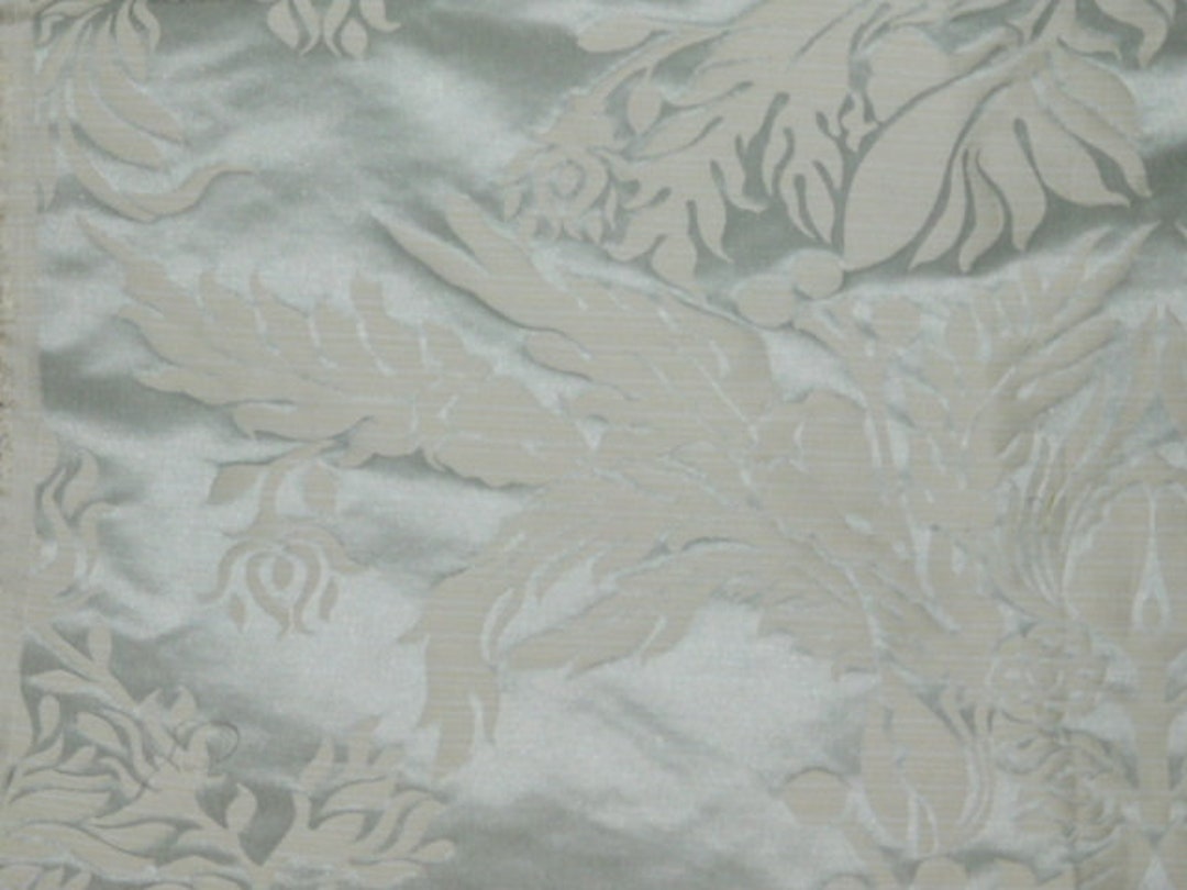 TAPESTRIA Naples Medallions Silk Cotton Damask Fabric 10 Yards Silver ...