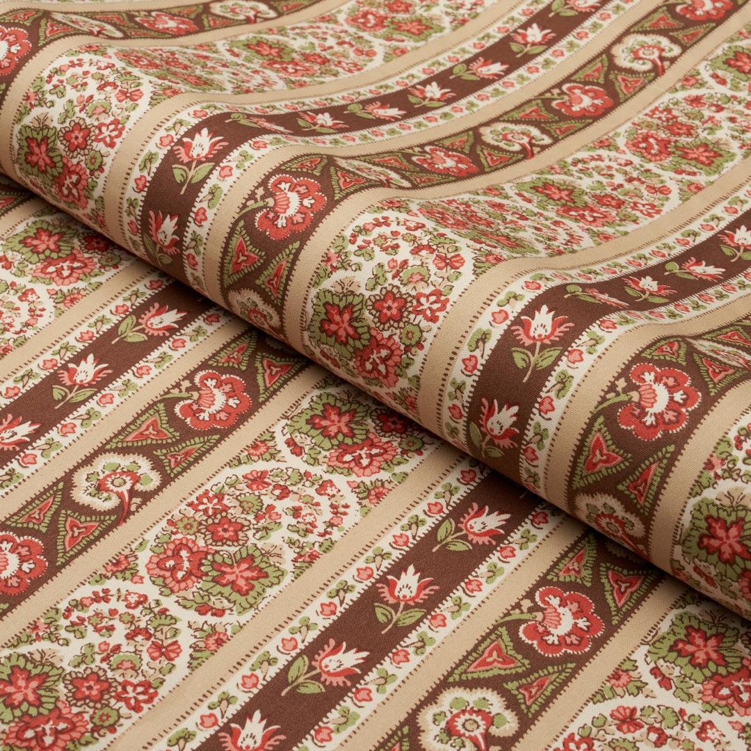 SCHUMACHER French Provincial Stripe Paisley Floral Cotton Print Fabric ...