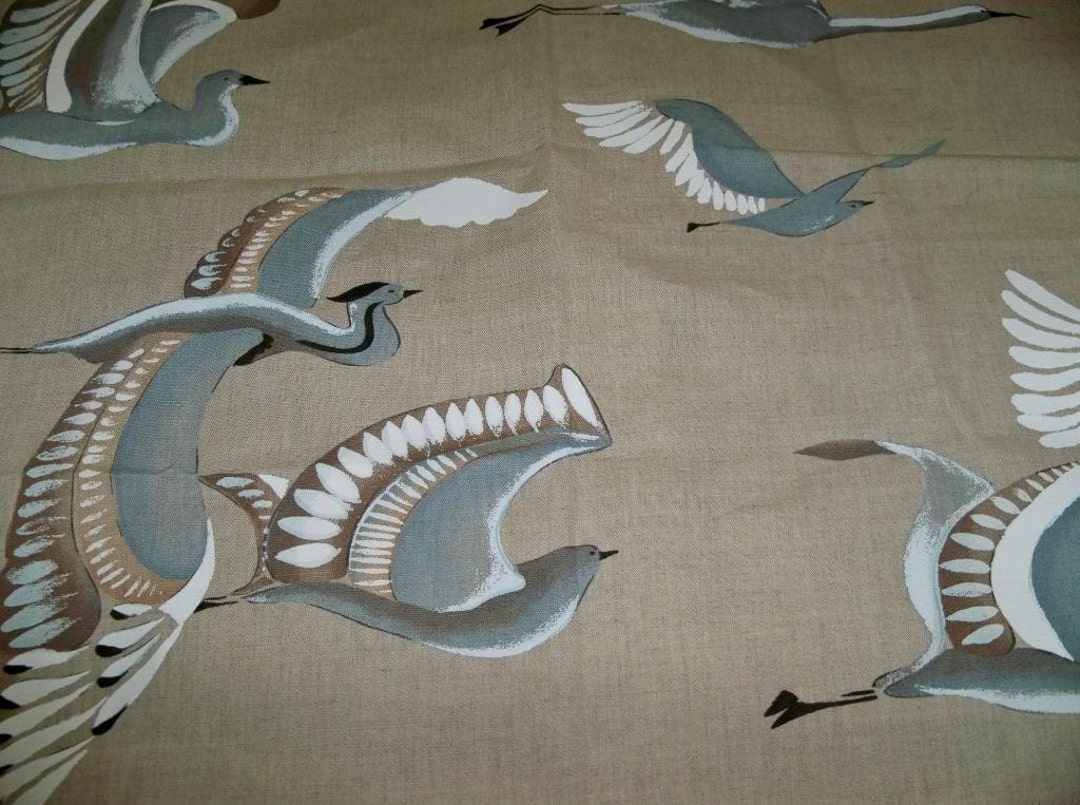 MANUEL CANOVAS Sark Birds Toile Linen Fabric 10 Yards Blue Multi ...