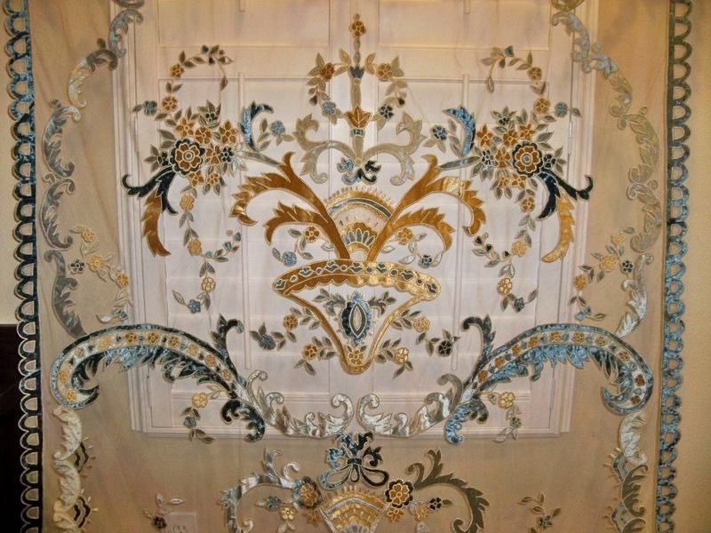 Italian EMBROIDERED Velvet Fabric SHEER Drapes Panel SAPPHIRE - Etsy