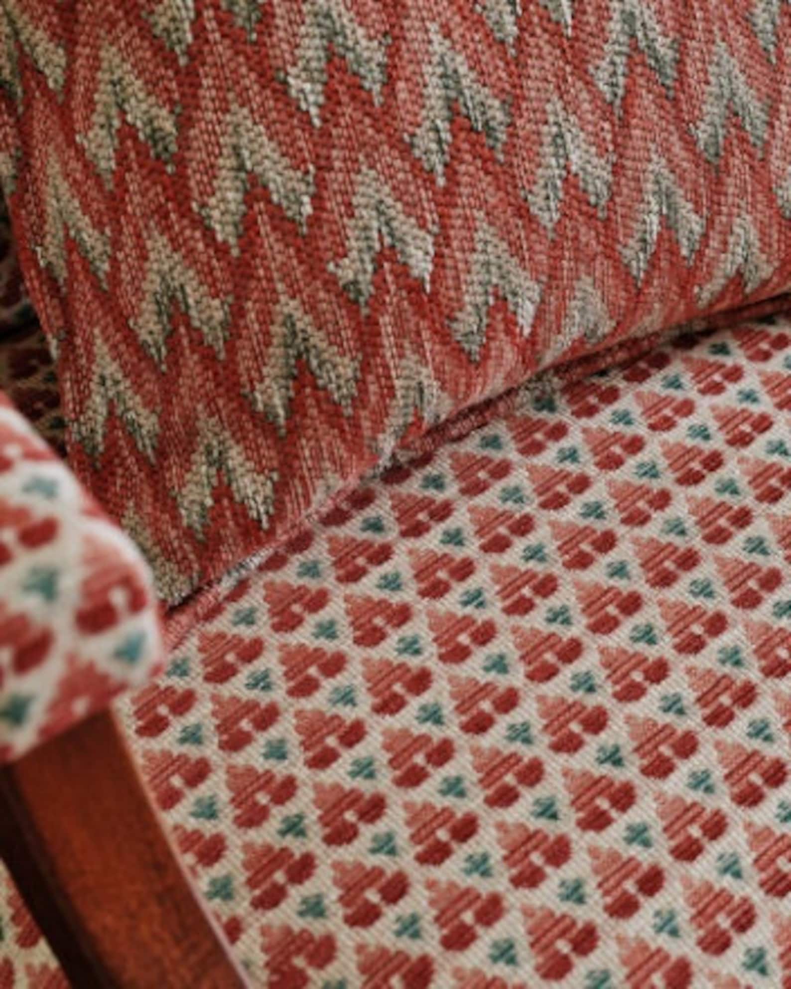 COLEFAX & FOWLER Zig Zag Flame Stitch Geometric Woven Upholstery Fabric ...